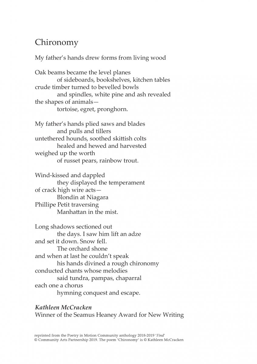 Kathleen McCracken reads her winning poem ‘Chironomy’ at the Seamus ...